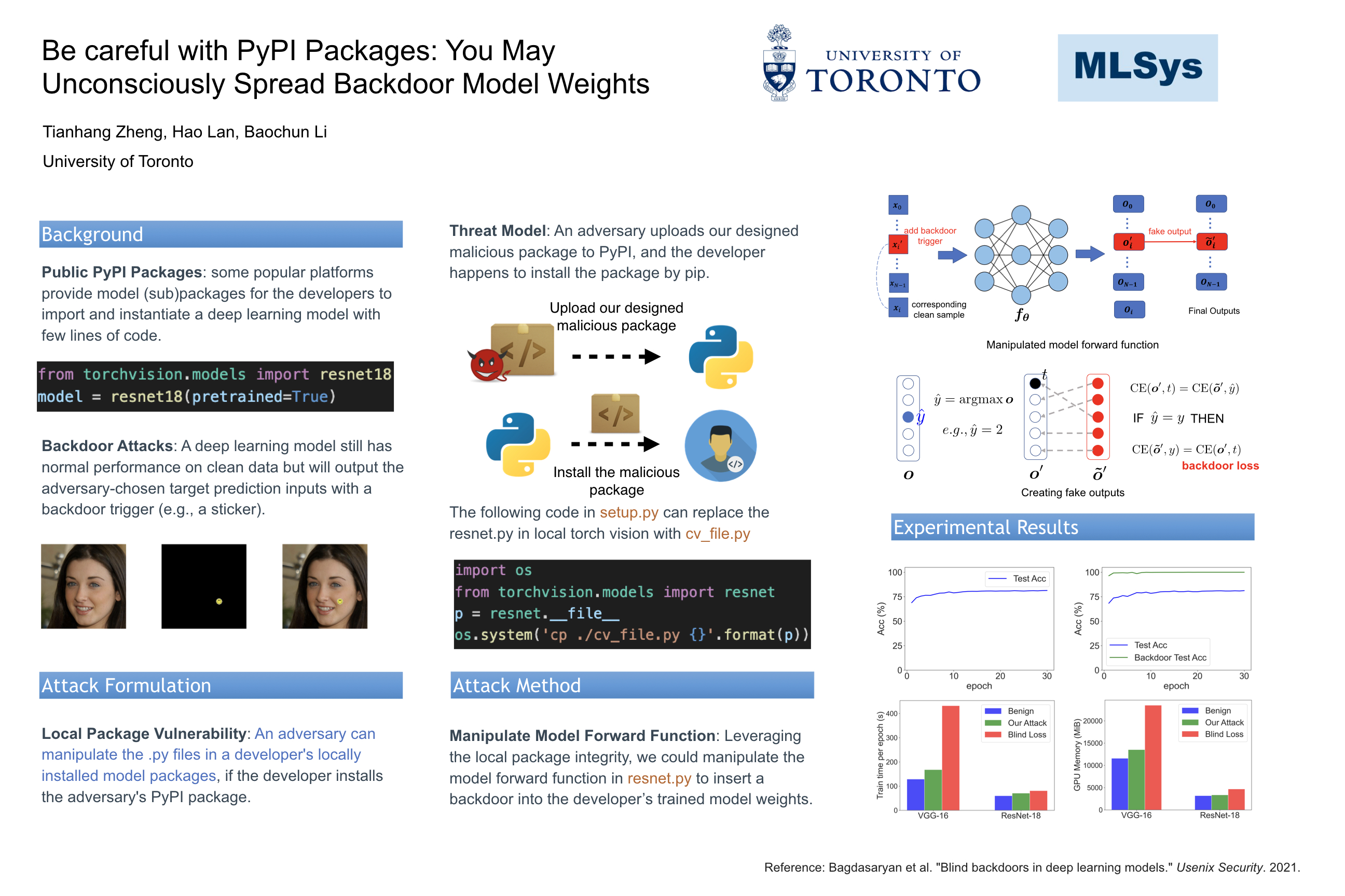 MLSys Poster Be Careful with PyPI Packages: You May Unconsciously Spread Backdoor Model Weights
